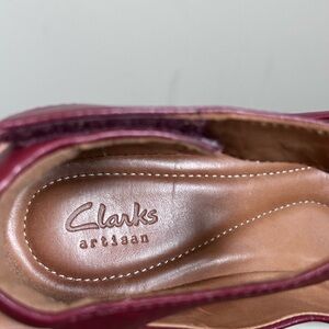 Clarks | Shoes | Clarks Natural Leather Womens Red Burgundy Platform ...